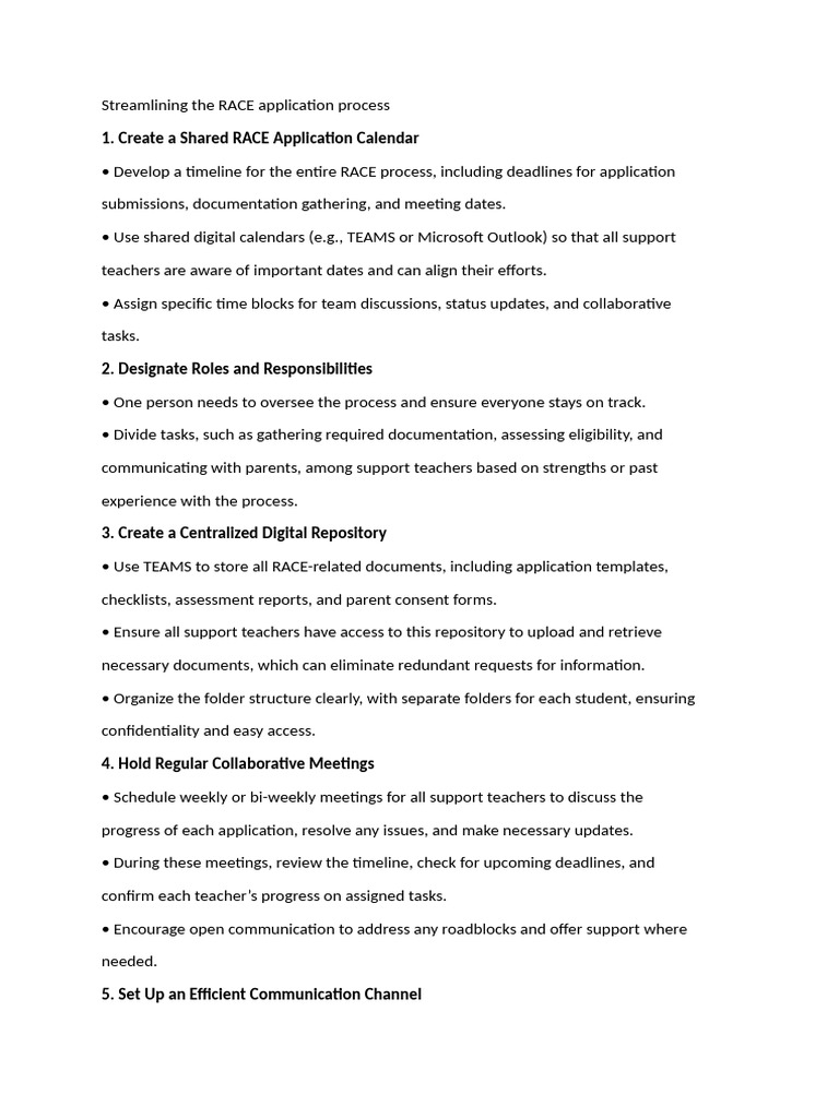 Streamlining The RACE Application Process | PDF | Project Management ...