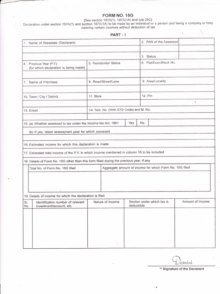 Form 15G | PDF