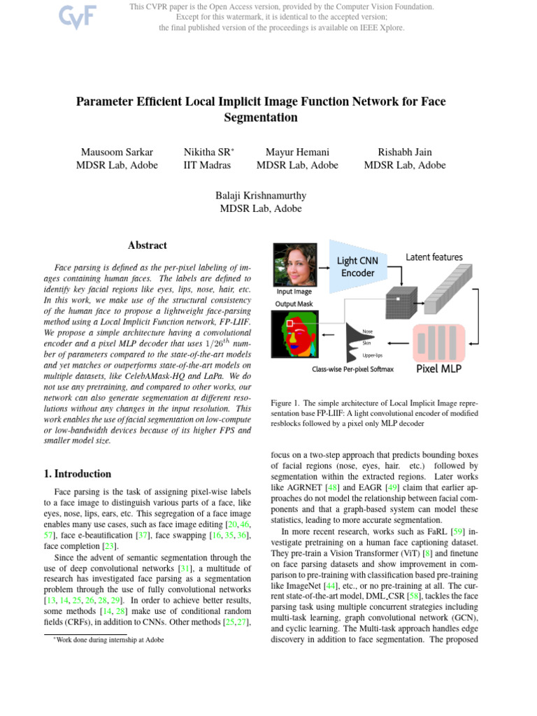 Sarkar Parameter Efficient Local Implicit Image Function Network For Face Segmentation CVPR 2023 ...