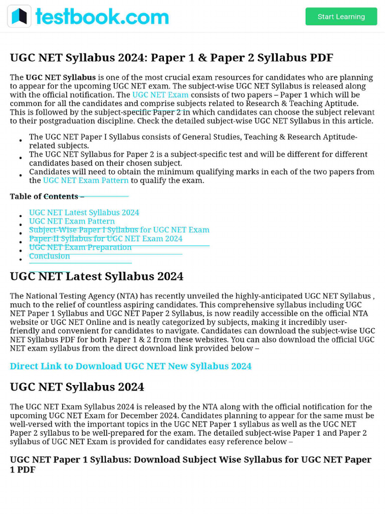 UGC NET Syllabus 2024_ Paper 1 & Paper 2 Syllabus PDF | PDF
