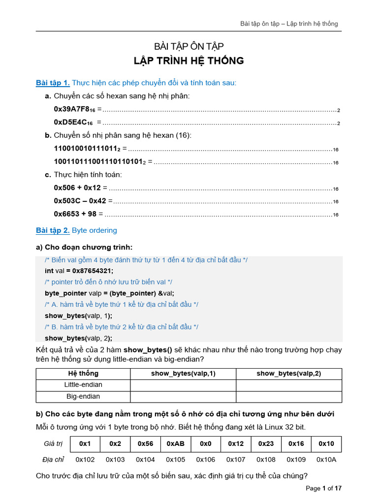 Bai Tap - On Tap Tong Hop - LTHT 2024 | PDF