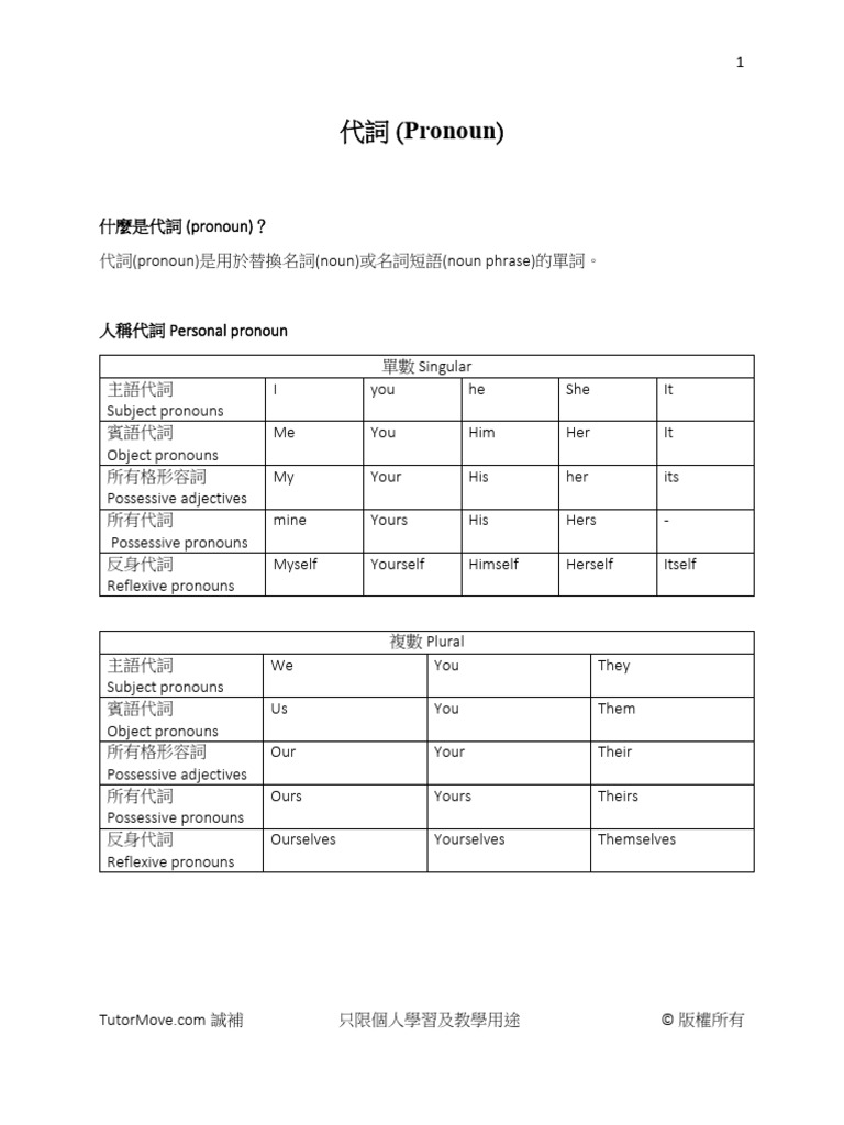 Pronoun (Chinese) | PDF