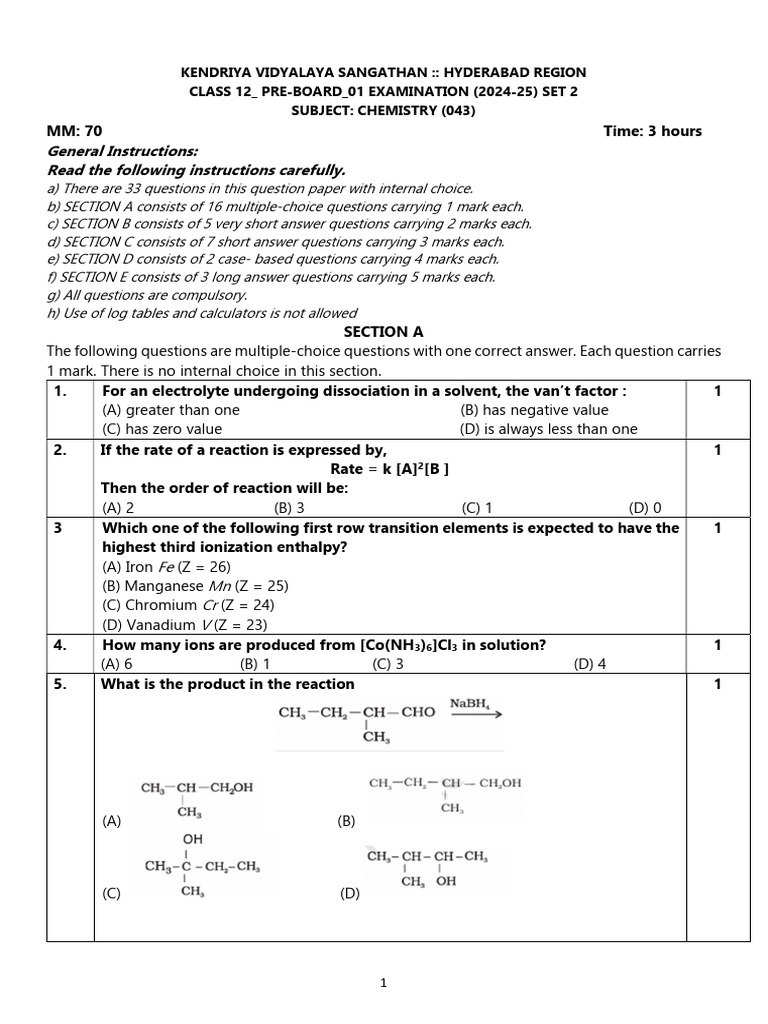 Pb1 Chemistry Set 2 Qp | PDF | Amine | Chemical Reactions