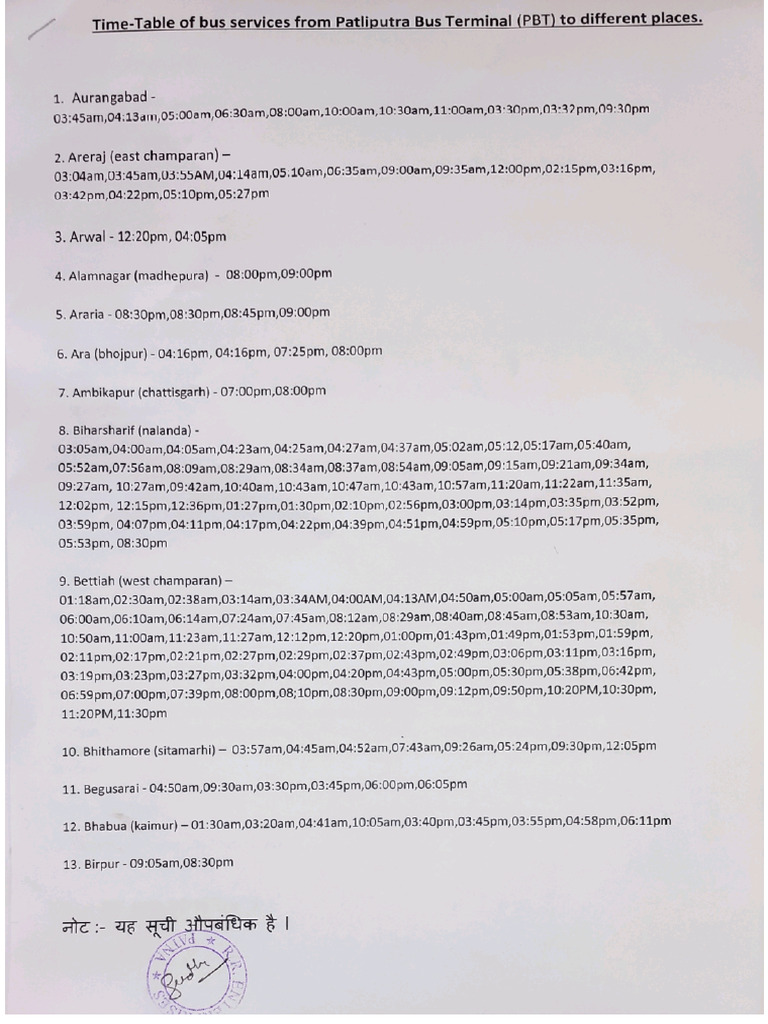 Time Table ISBT | PDF