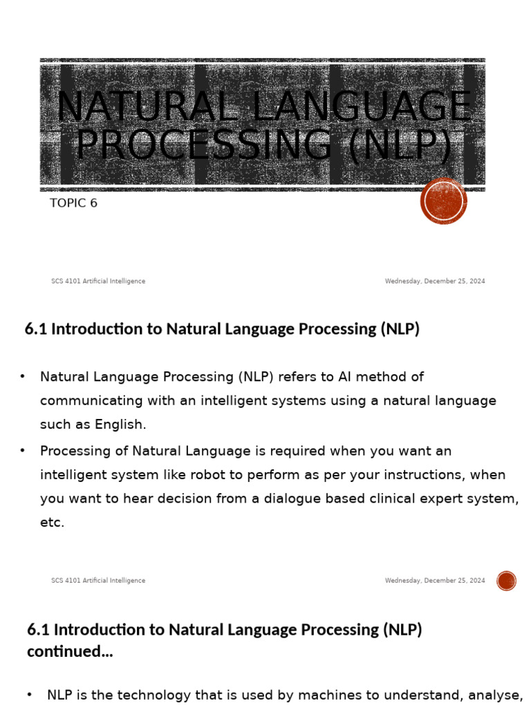 Topic 6_Natural Language Processing (NLP) | PDF | Semantics | Cognitive Science