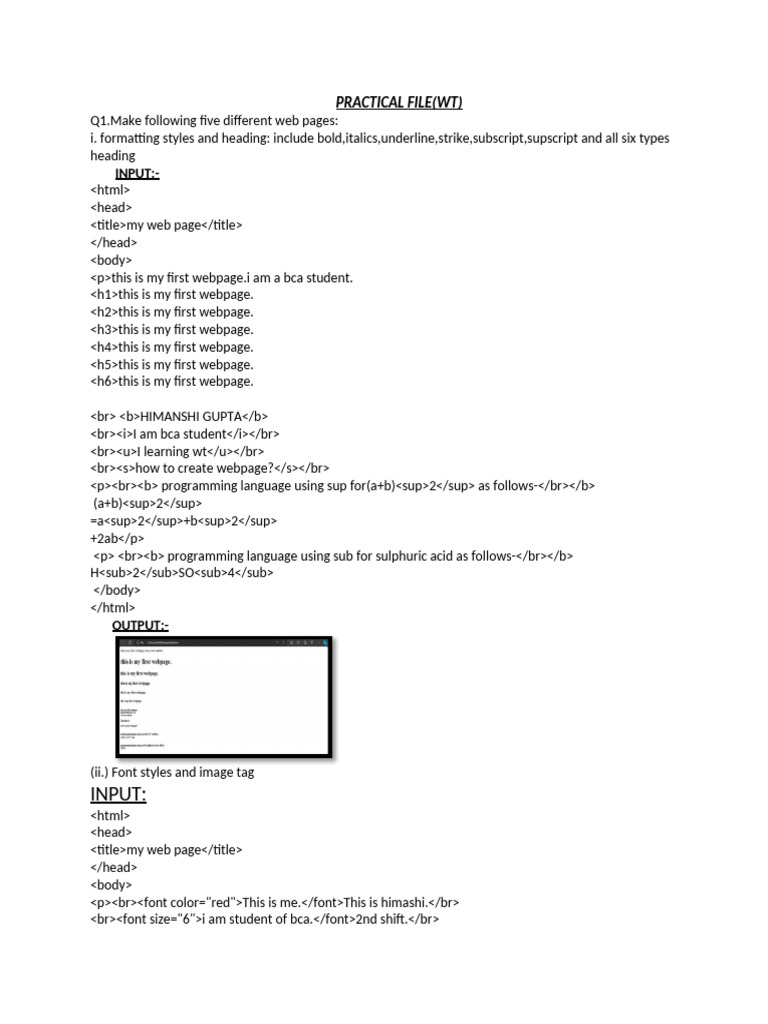 wt file practical | PDF | Bootstrap (Front End Framework) | Html Element