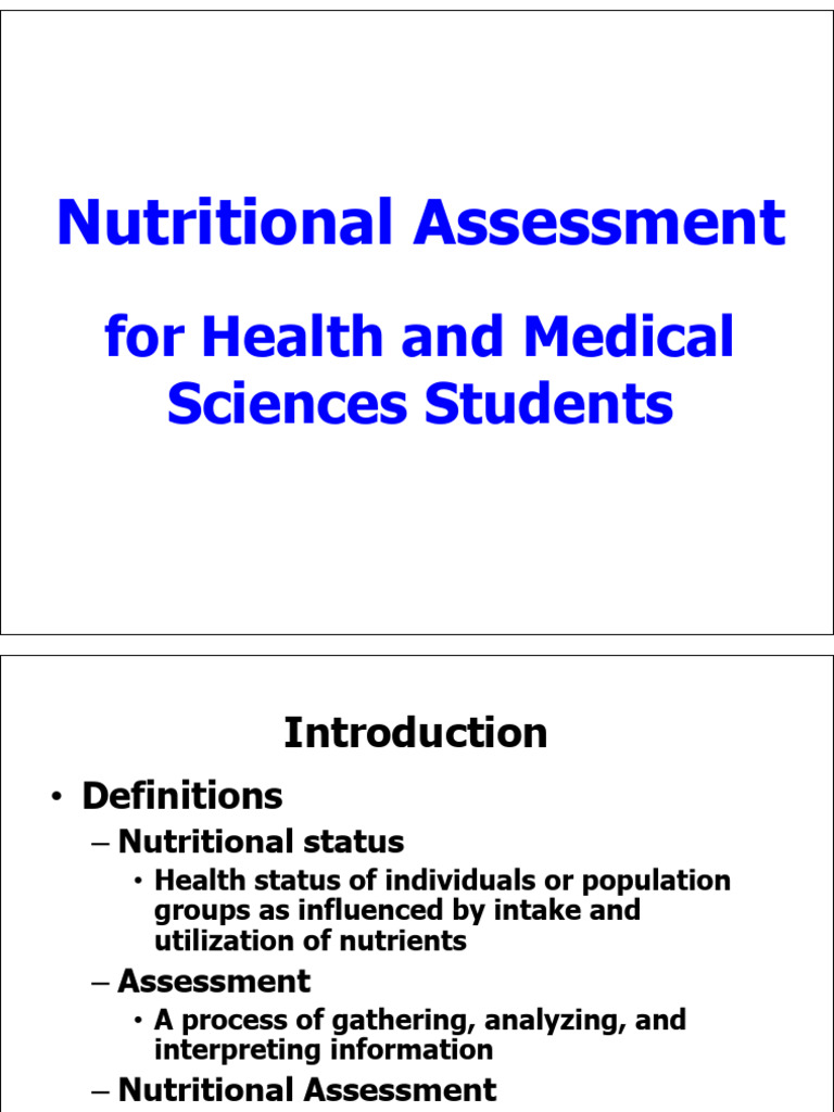 Nutritional Assessment Methods Overview | PDF | Malnutrition | Nutrition
