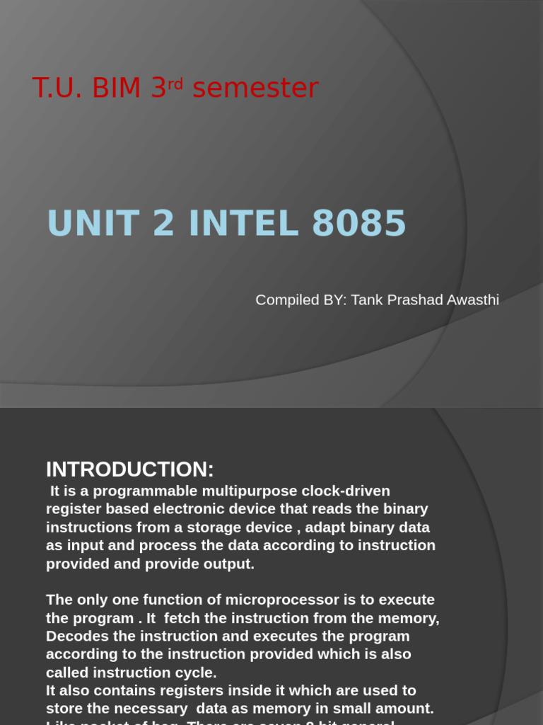 Unit 2 Intel 8085 | PDF | Central Processing Unit | Input/Output
