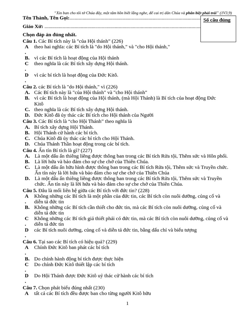 ĐỀ LÀM Trắc Nghiệm Toát Yếu Tự Ra 151-300 | PDF