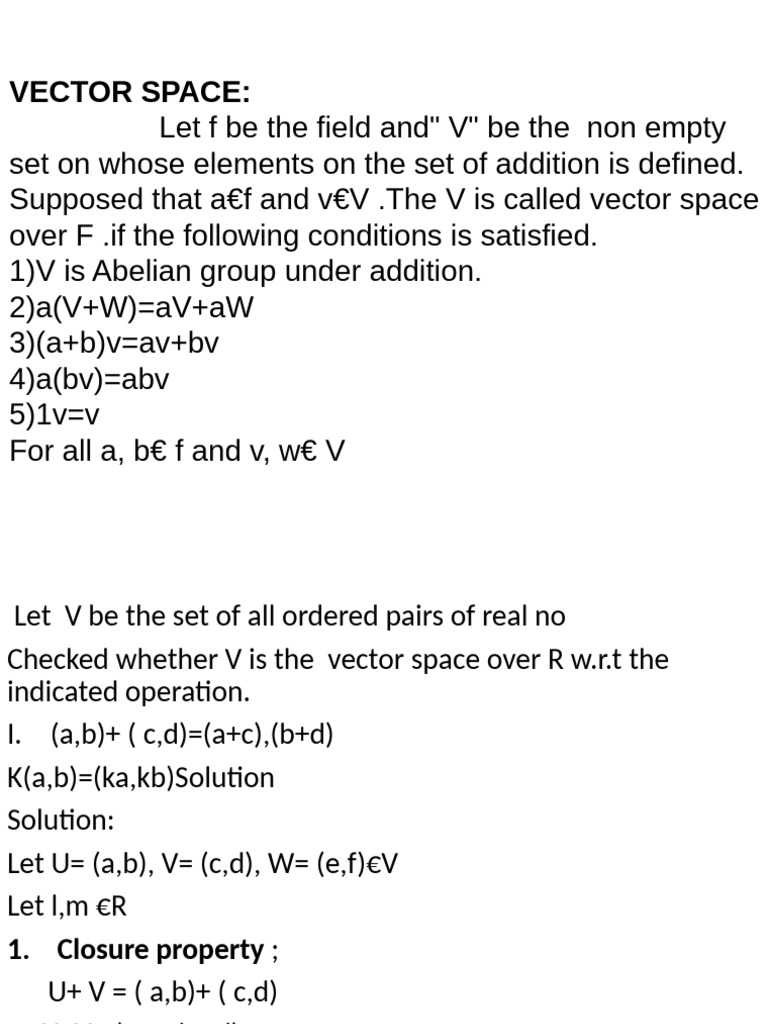 Vector Space Properties Explained | PDF