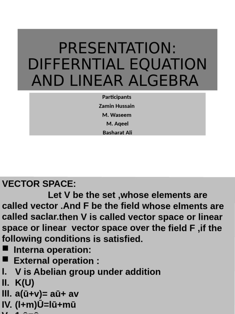 Presentation Differntial Equation | PDF | Sound | Vector Space