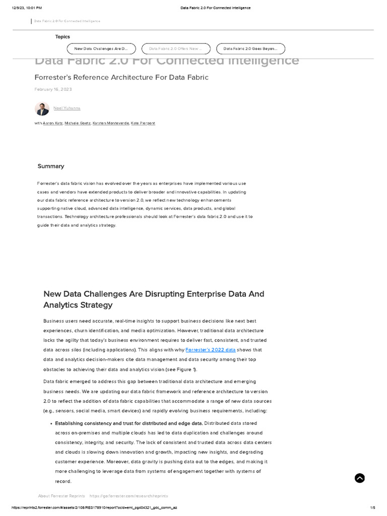 Forrester's Data Fabric 2.0 Insights | PDF | Analytics | Internet Of Things