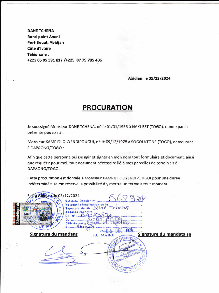 Modèle de procuration pour Togo | PDF