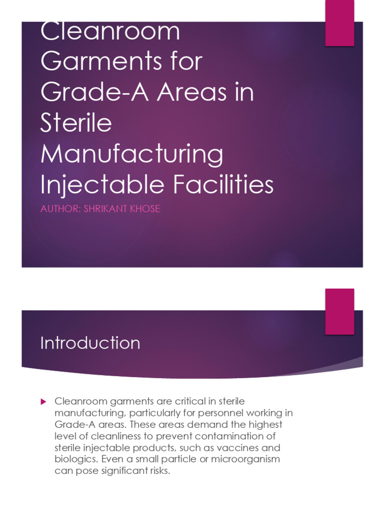 Cleanroom Garments For Grade-A Areas | PDF | Sterilization (Microbiology)