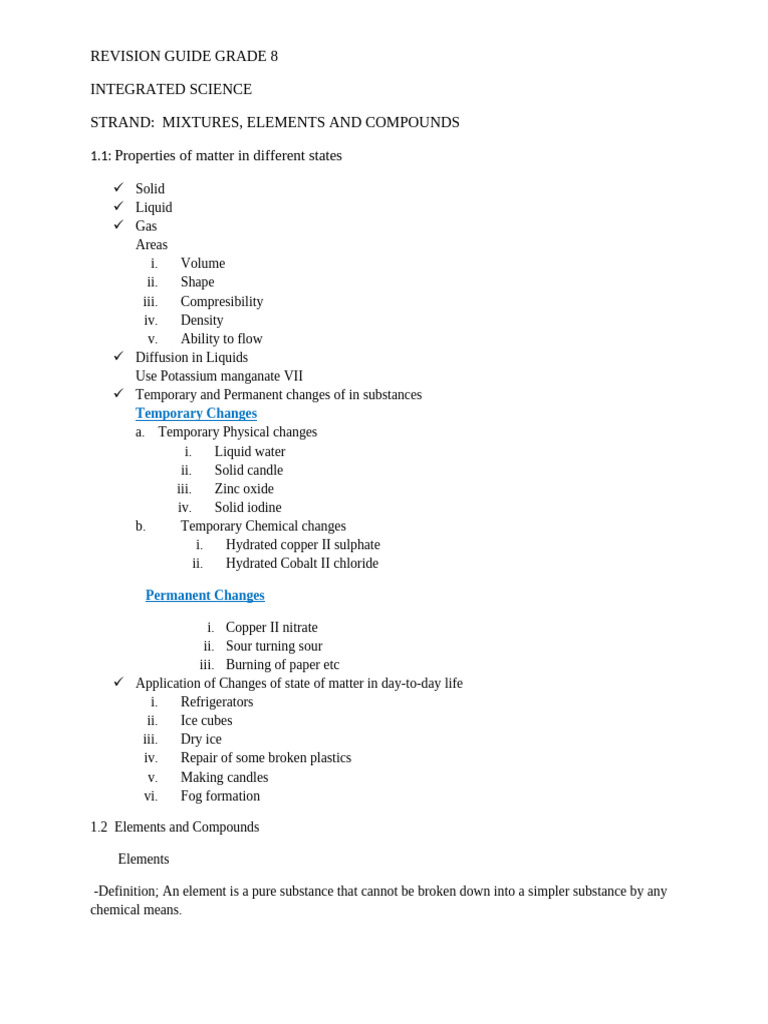 REVISION GUIDE GRADE 8 Int. Science | PDF