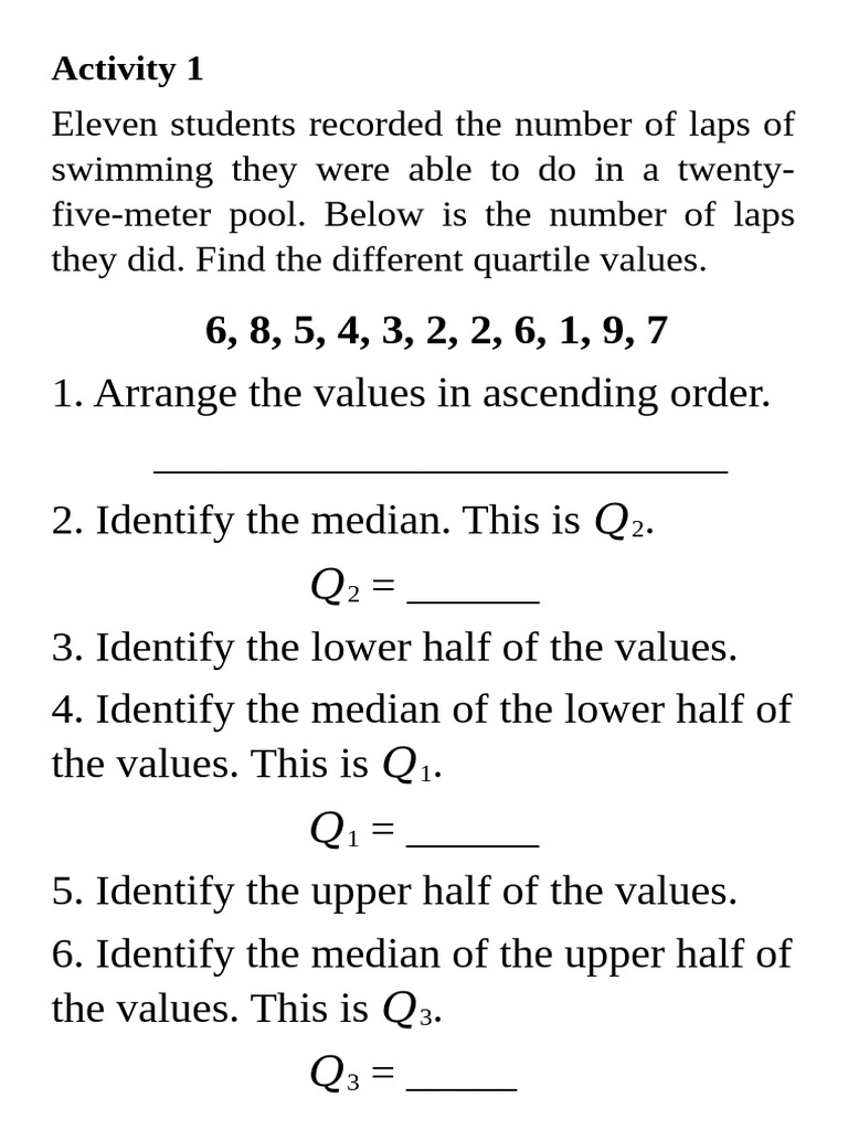 Calculating Quartiles from Swimming Laps | PDF