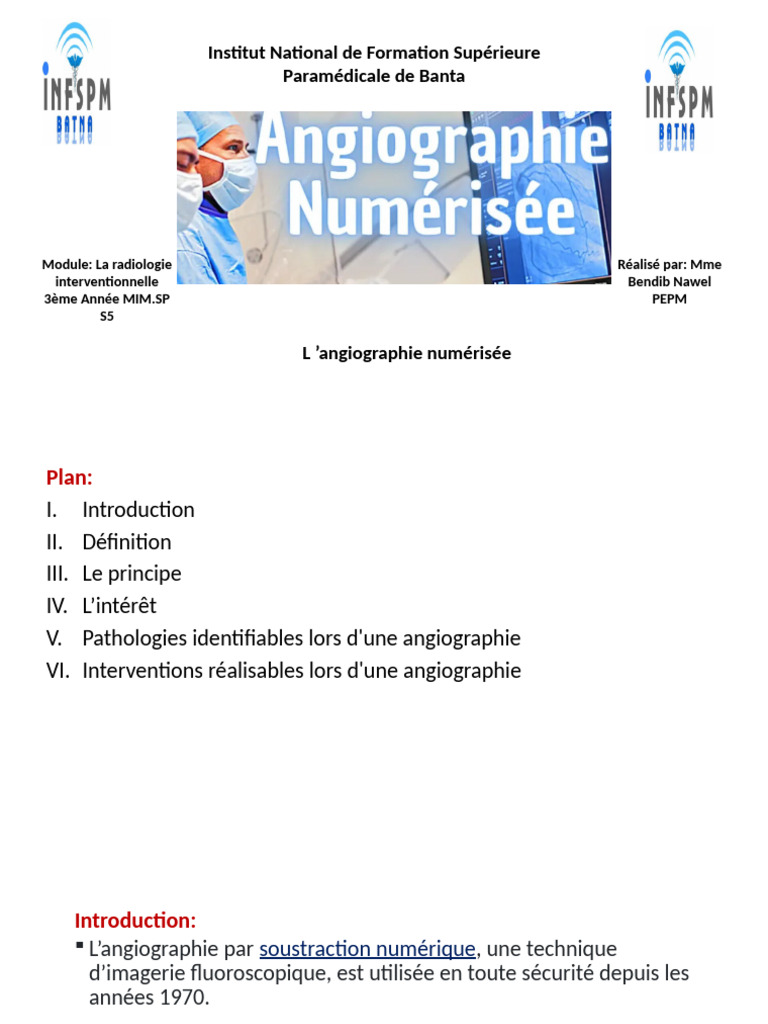 Définition et principe de l'angiographie | PDF | Angiographie ...