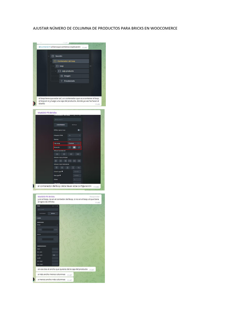 Ajustar Número de Columna de Productos para Bricks en Woocomerce | PDF