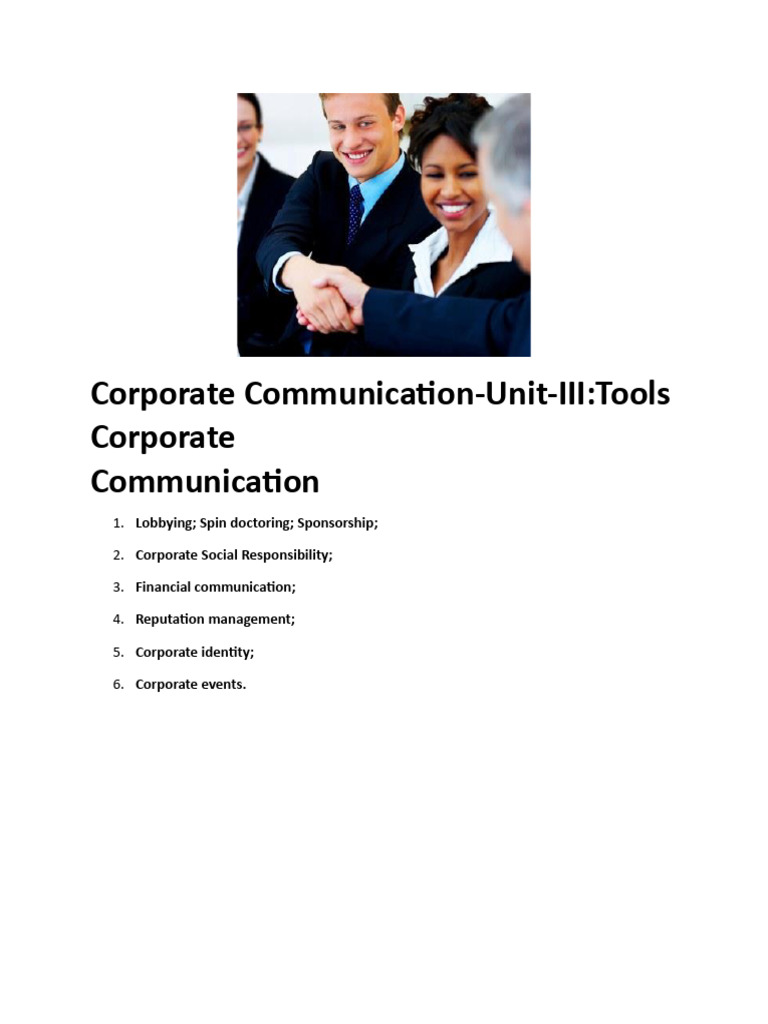 Corporate Communication-Unit-III - Tools Corporate Communication | PDF ...