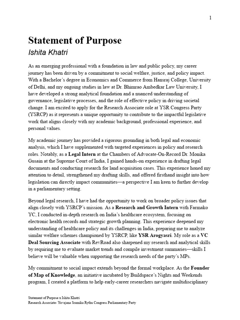 Statement of Purpose | PDF