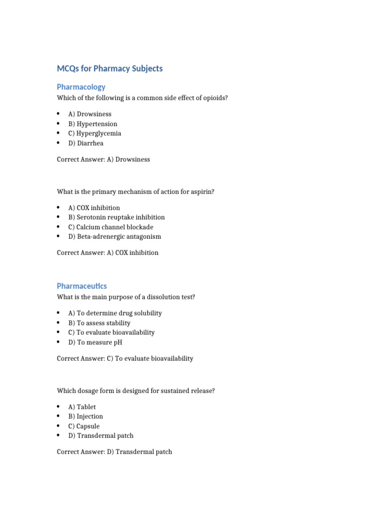 Complete Pharmacy MCQs | PDF