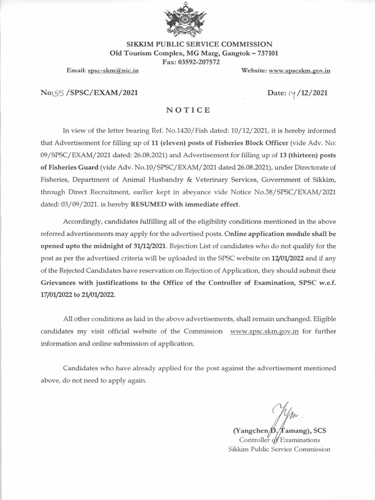 Sikkim Psc Notification 0b29ee54 | PDF | Debit Card | Visa Inc.