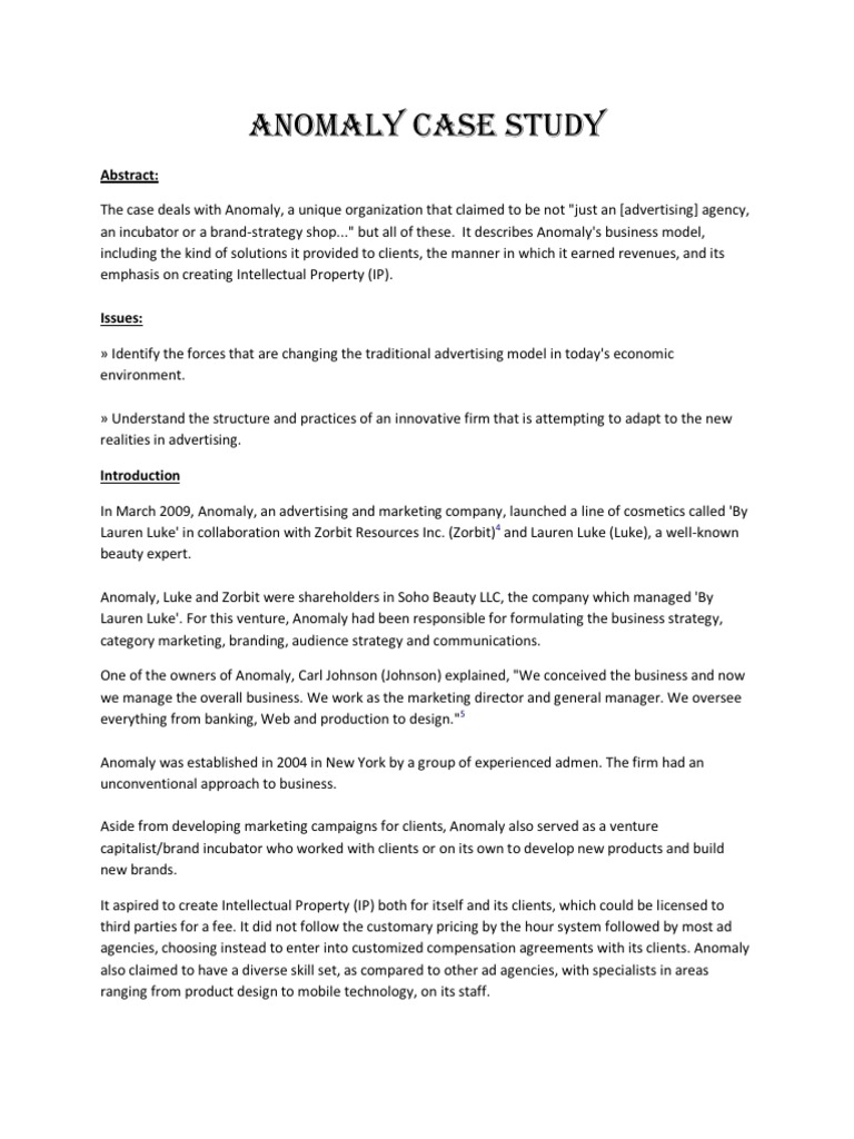Anomaly Case Study | PDF