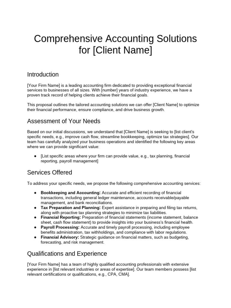 Free Accounting Proposal Template | PDF | Taxes | Bookkeeping