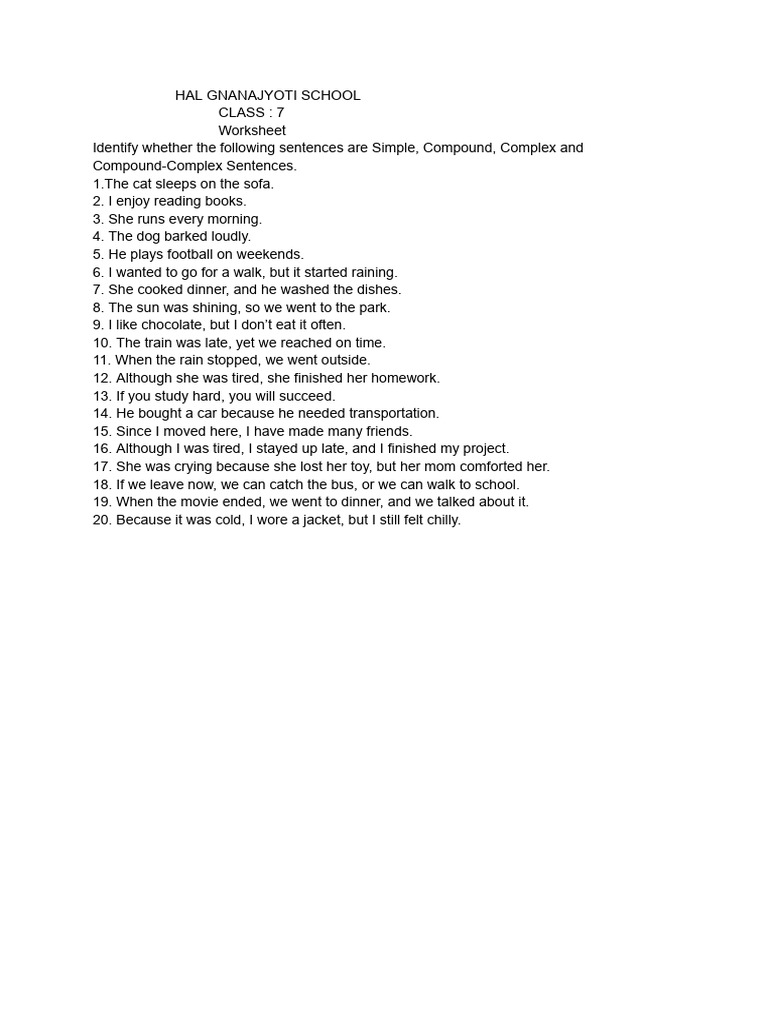 Sentence Structure Worksheet | PDF
