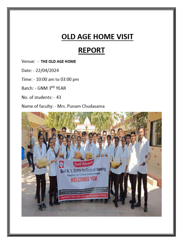 Old Age Home Visit Report - GNM Students | PDF
