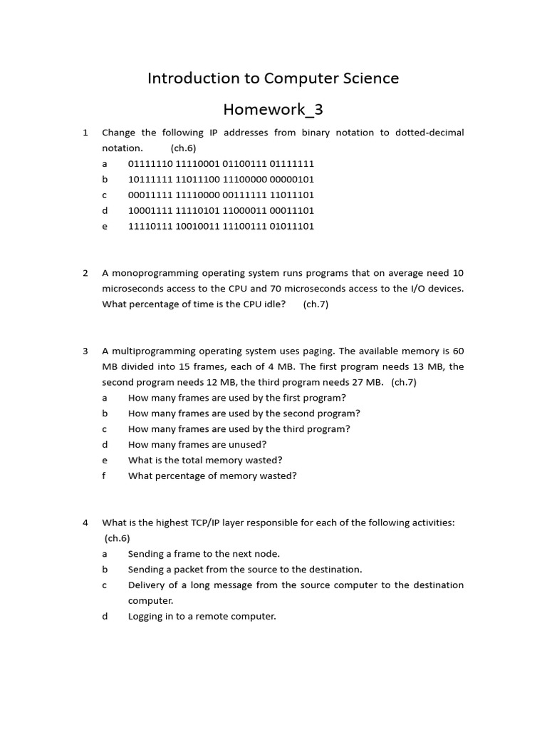 Introduction to Computer Science_HW3 | PDF
