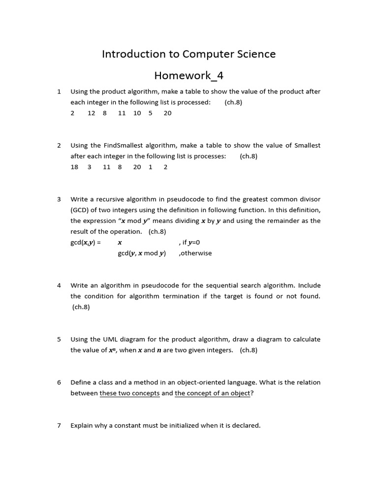Computer Science Homework Solutions | PDF