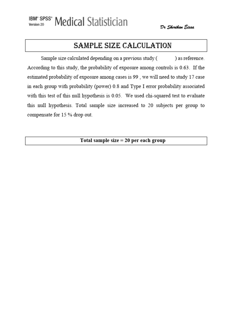 Sample Size Calculation for Study Design | PDF
