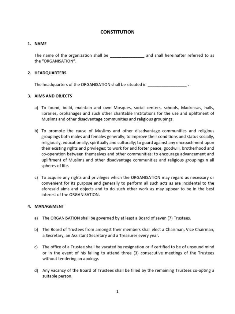Masjid Committee Constitution Guidelines | PDF | Board Of Directors ...