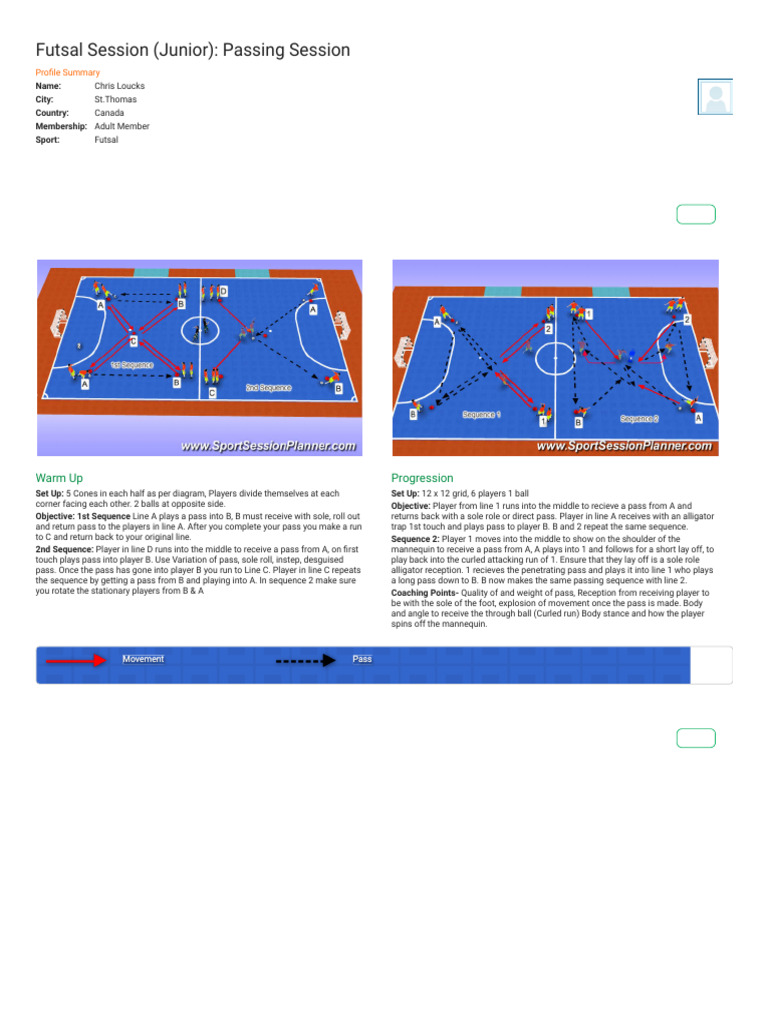 Futsal - Passing Session (Technical - Passing & Receiving, Junior) | PDF