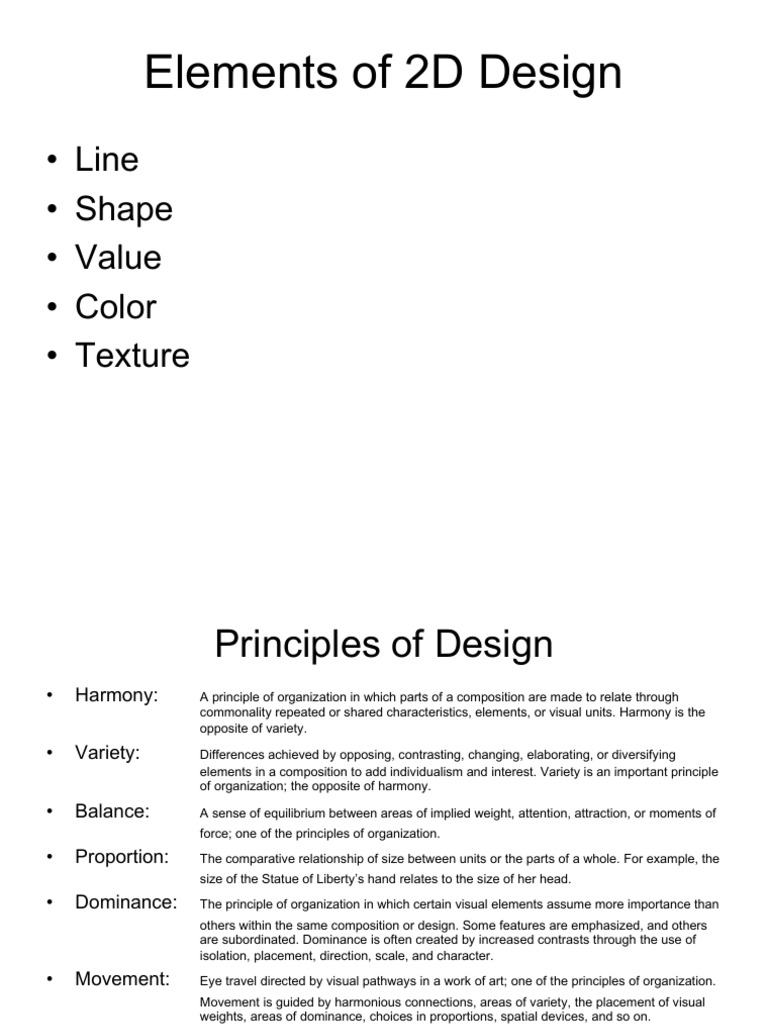 2D Design Principles & Elements | PDF | Color | Composition (Visual Arts)