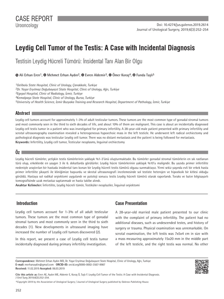 Leydig Cell Tumor of The Testis A Case W | PDF | Metastasis ...
