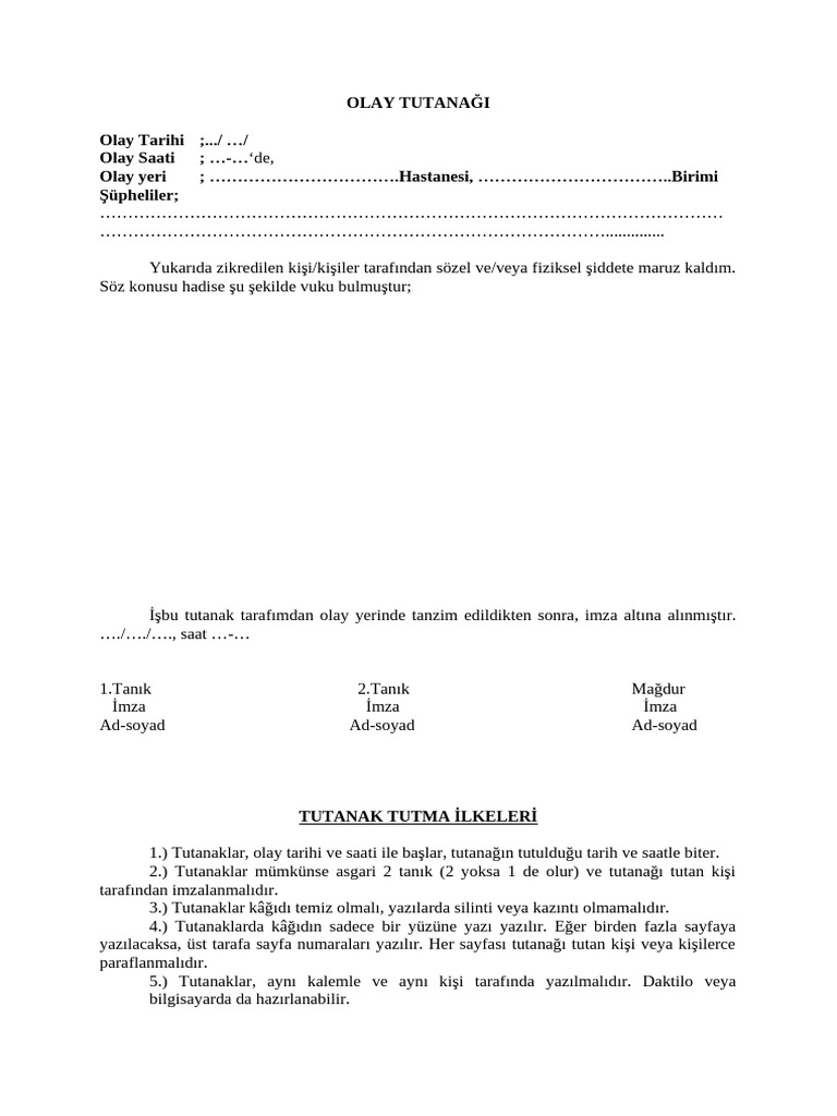 Olay Tutanağı Örneği | PDF