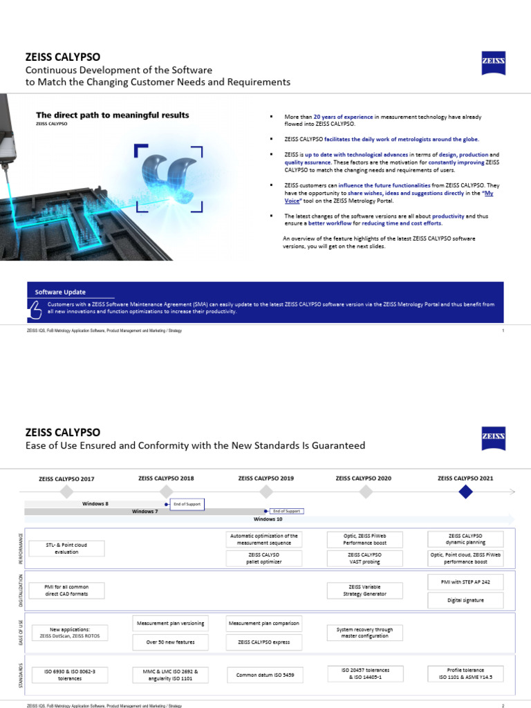 ZEISS CALYPSO Software Updates Overview | PDF | Metrology | Numerical ...