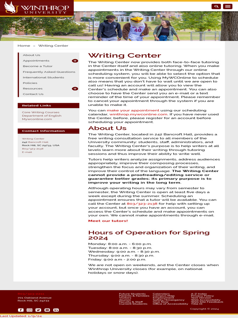 Writing Center Winthrop University | PDF | Academic Term | Workweek And ...