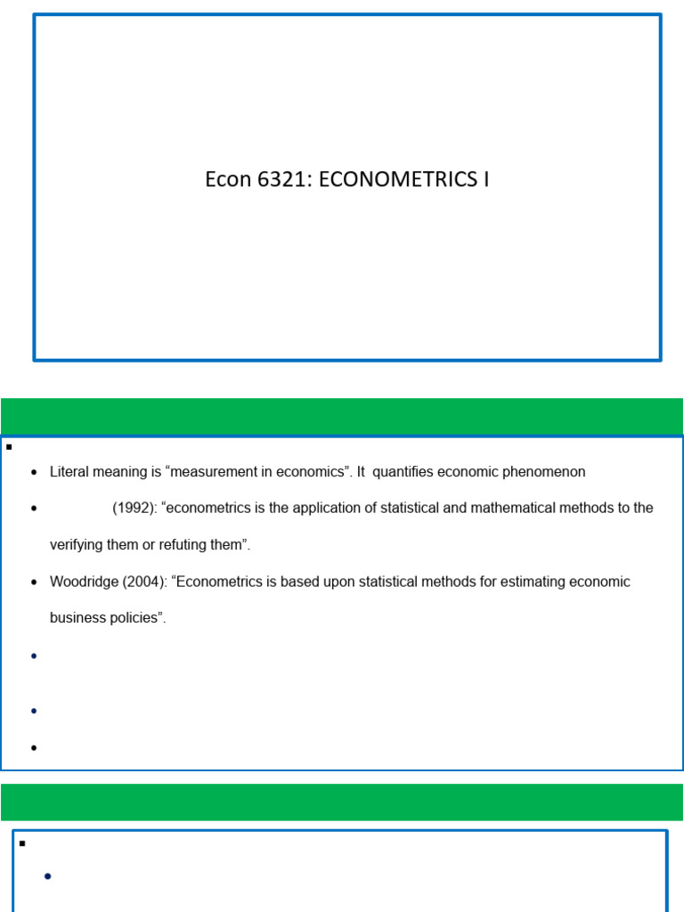 Econometrics I CH 1 and 2 | PDF | Ordinary Least Squares | Estimator