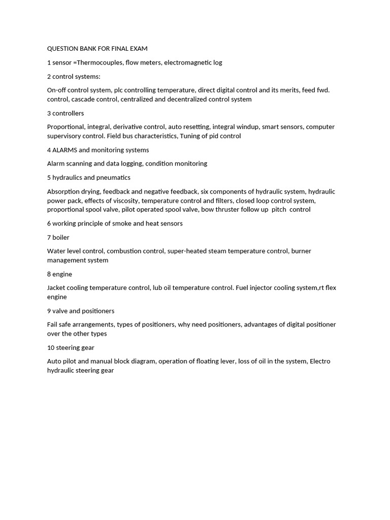 QUESTION BANK FOR FINAL EXAM-1 | PDF