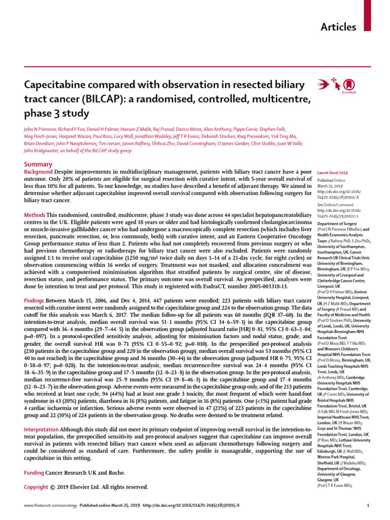 Bilcap Capecitabine Adjuvant | PDF | Surgery | Clinical Medicine