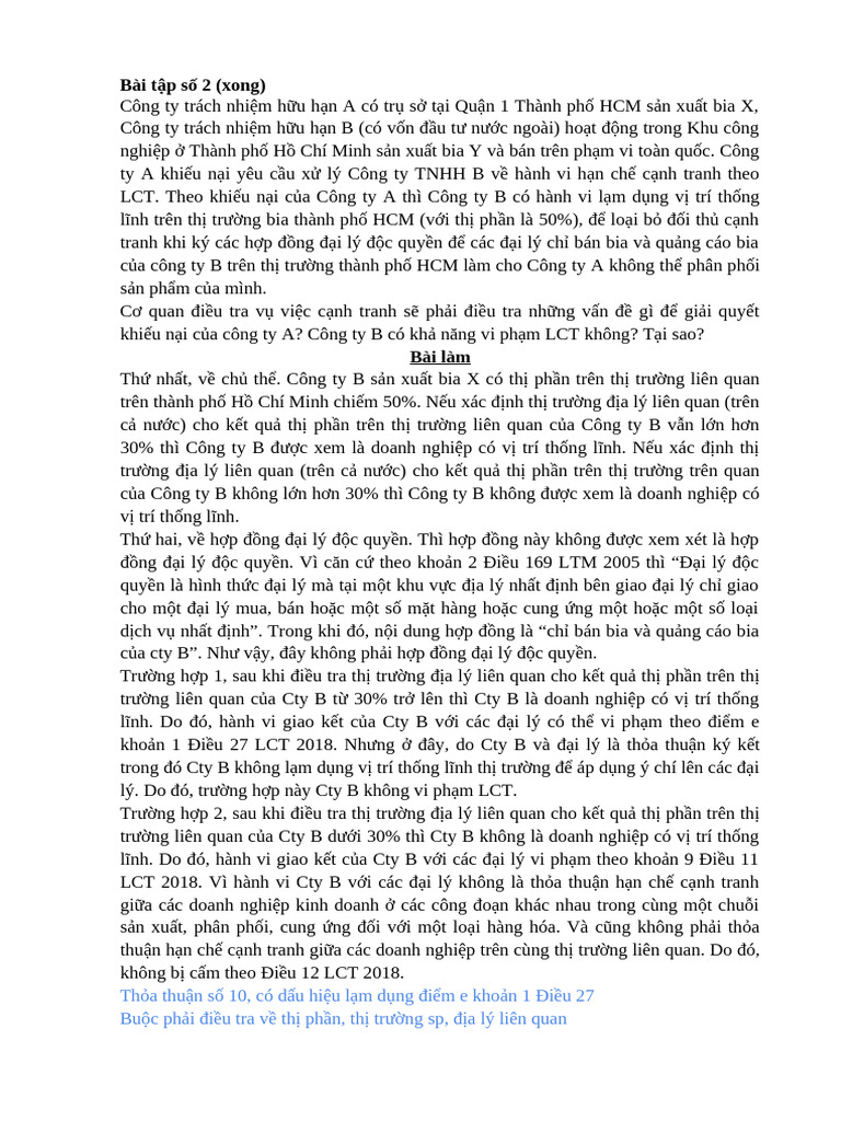 Bài tập LCT | PDF