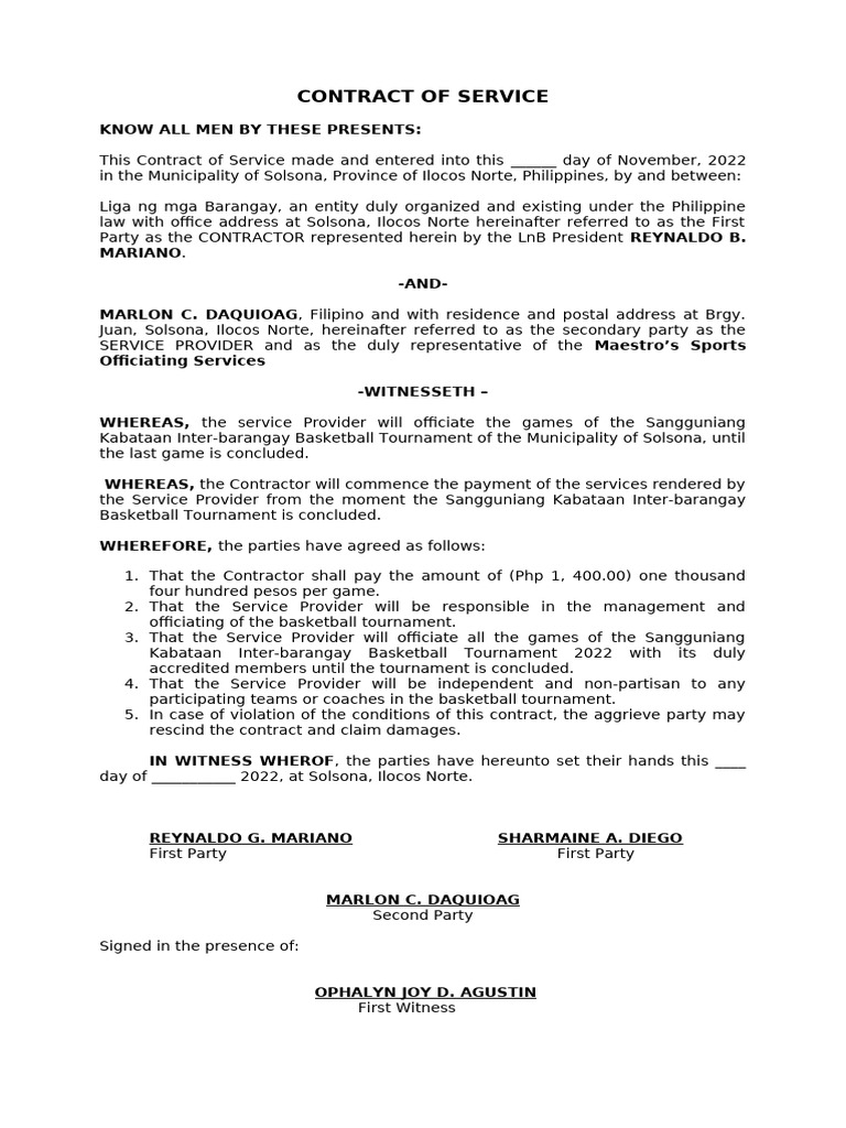 Contract-of-Agreement | PDF | Common Law | Philippines