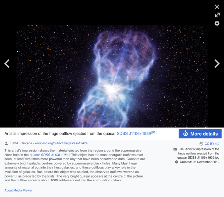 Artist's Impression of The Huge Outflow Ejected From The Quasar SDSS ...