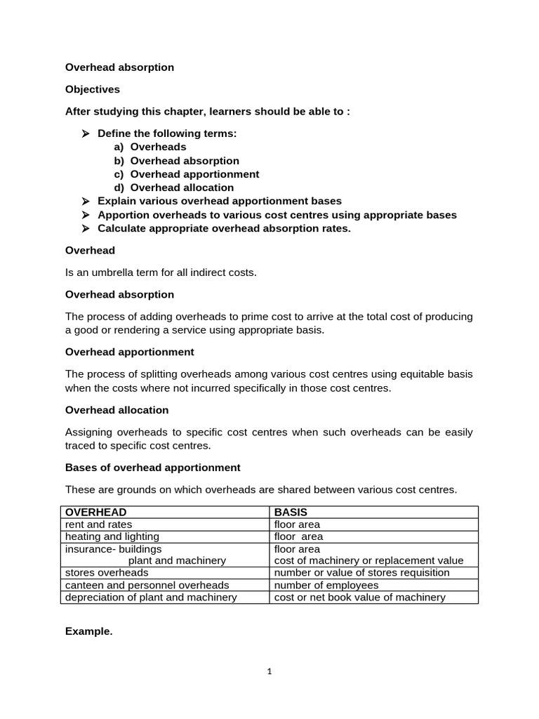 3.3 Overhead absorption | PDF | Cost | Depreciation