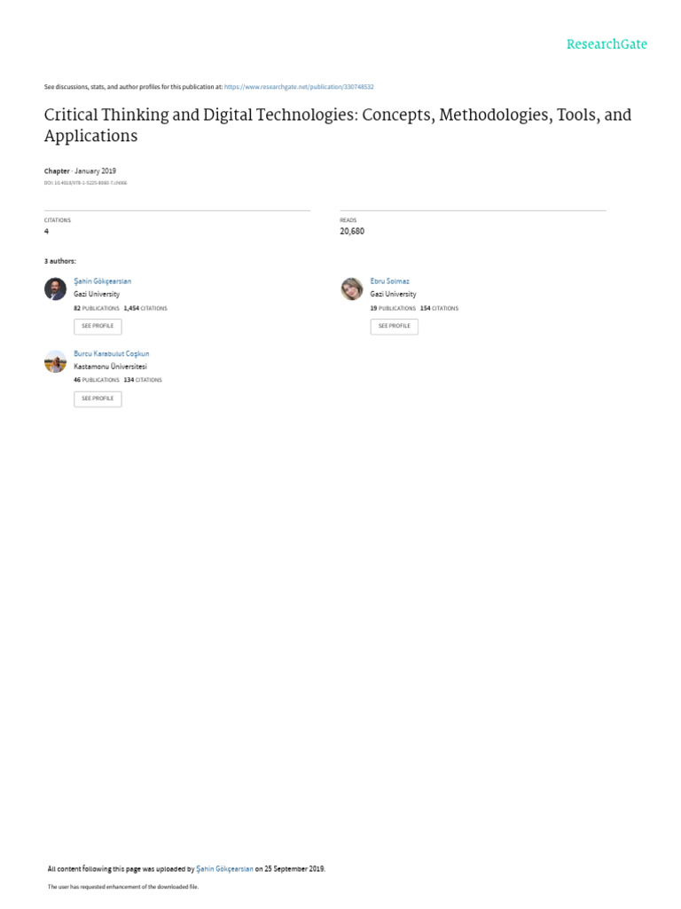 Critical Thinking and Digital Technologies an Outcome Evaluation | PDF ...