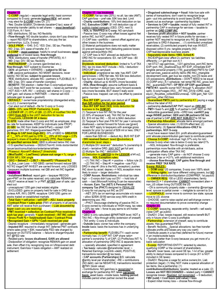 ACCT 308 Final Exam Cheat Sheet (1) | PDF | Taxes | Tax Deduction