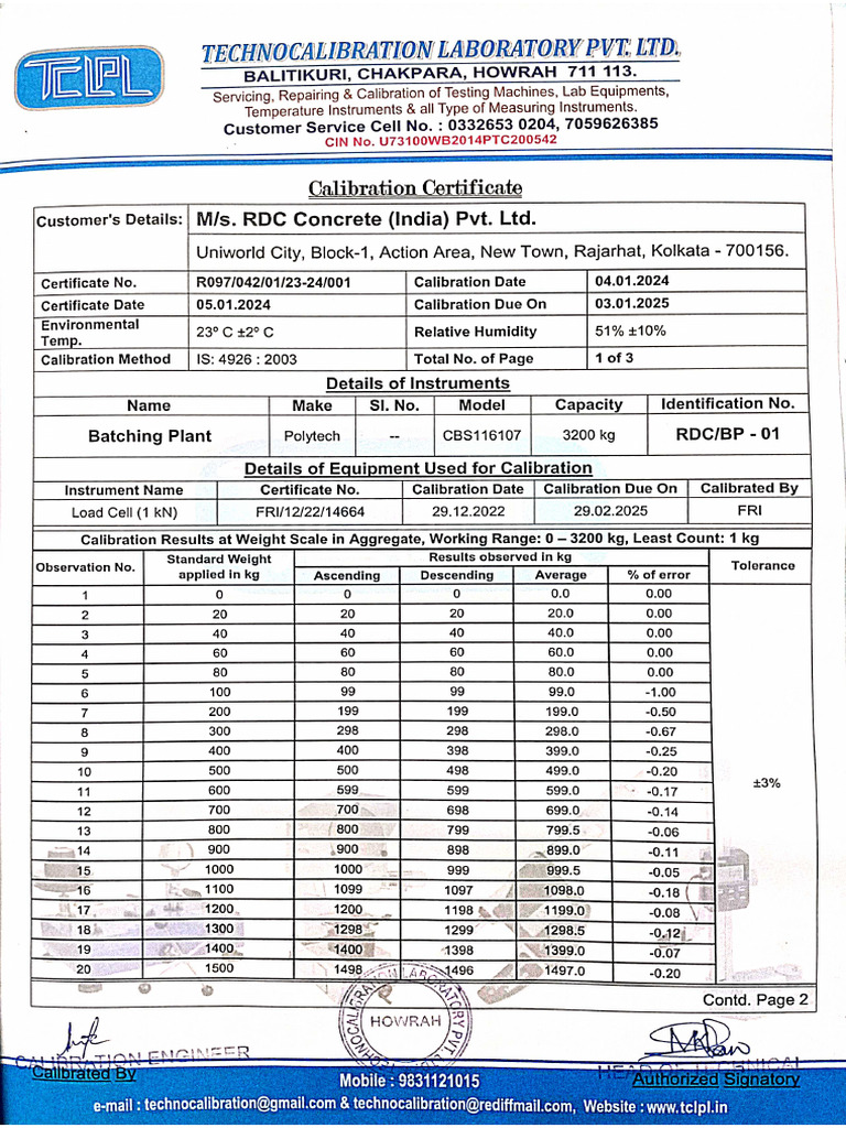 Batching Plant Calibration | PDF